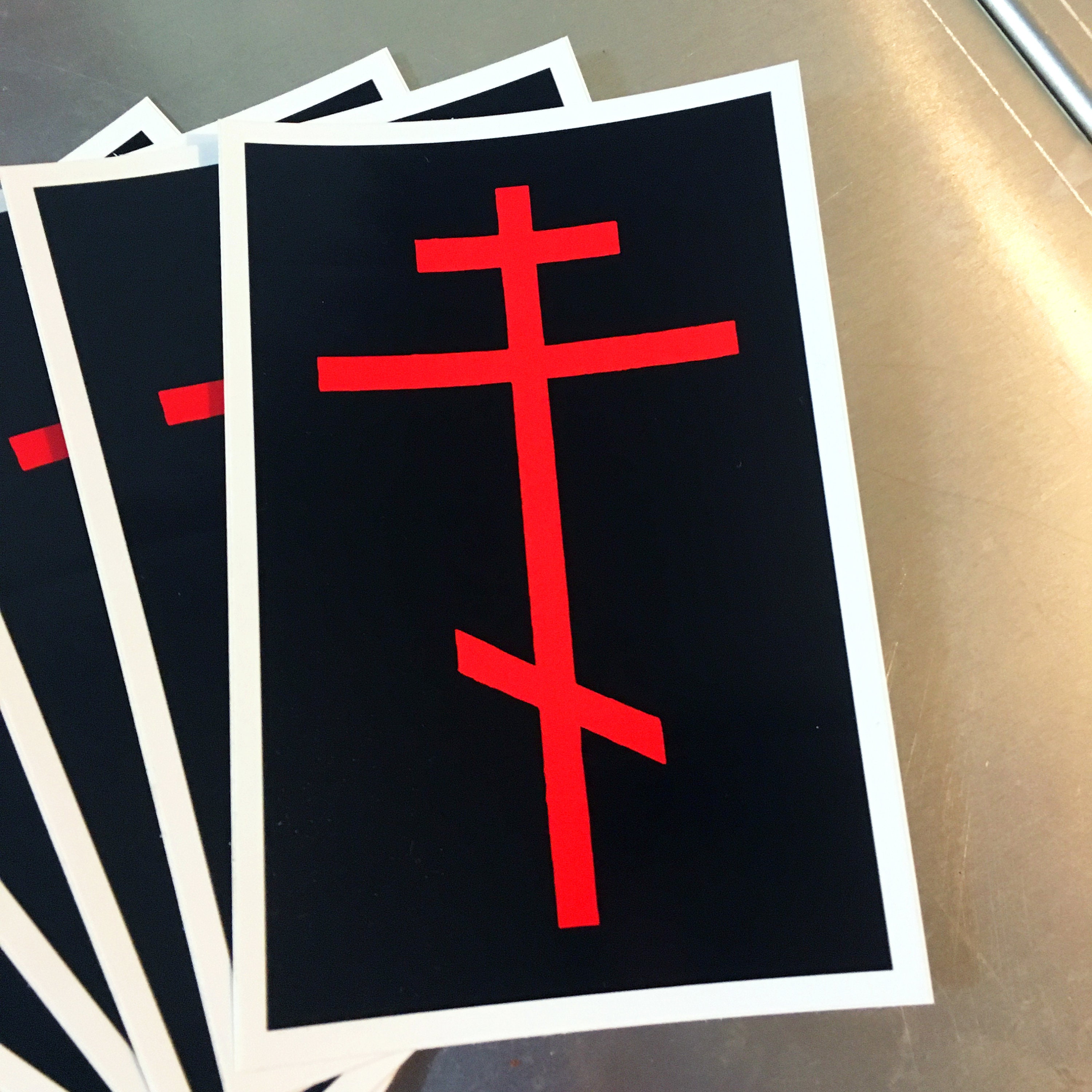 Red Cross Stickers 5 Pack Black and Red Orthodox Cross Vinyl Decals - Etsy
