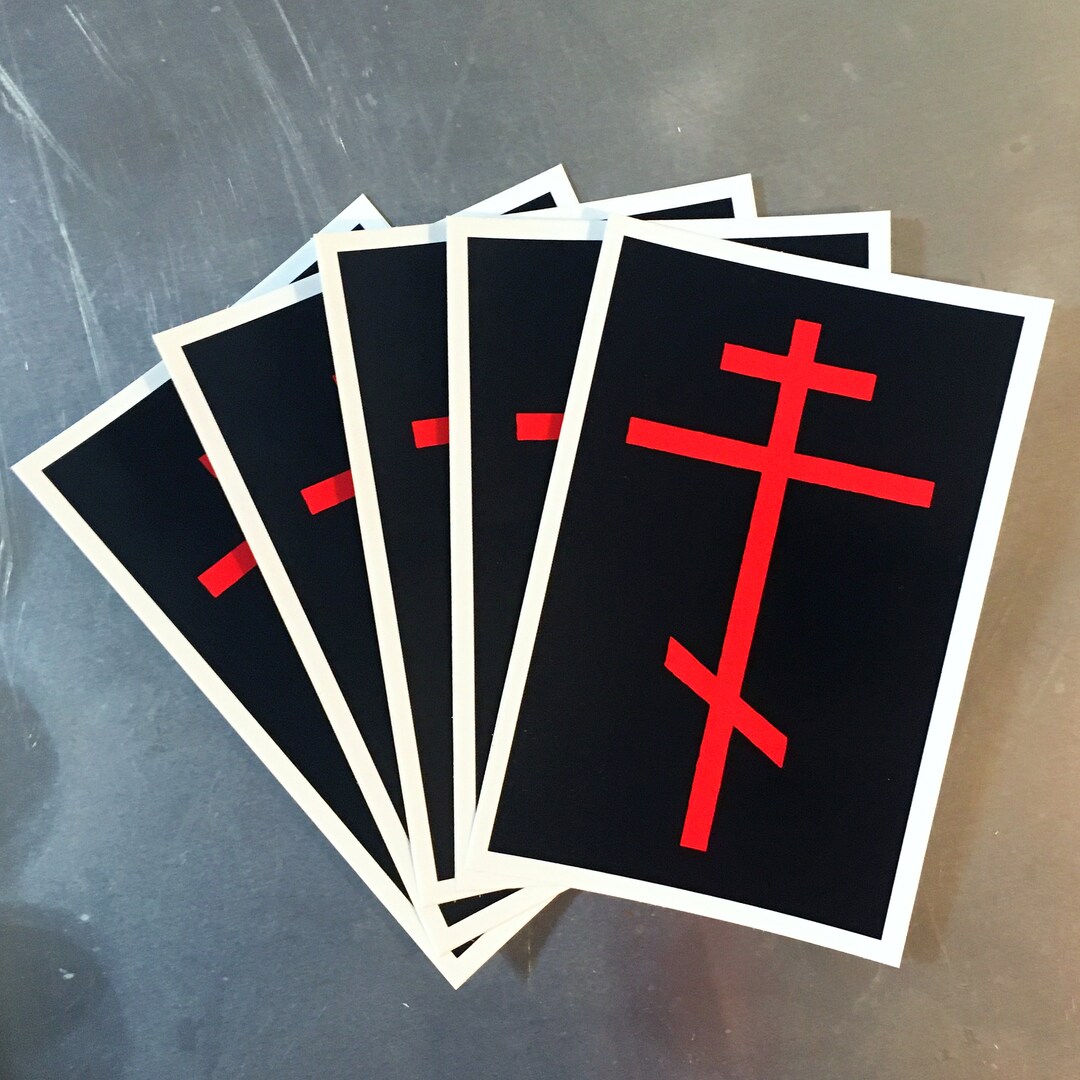 Red Cross Stickers - 5 Pack! - Black and Red Orthodox Cross Vinyl ...