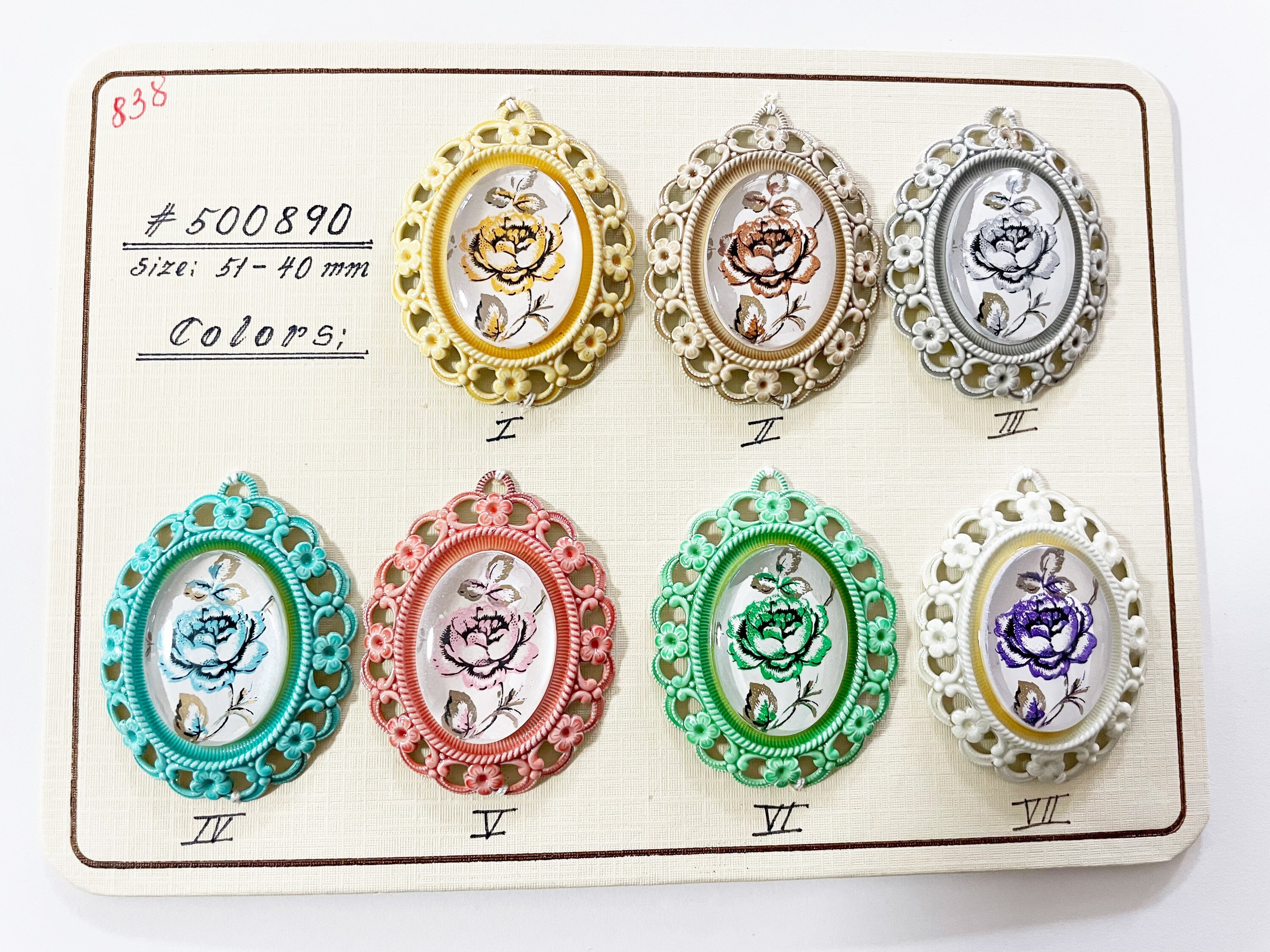 Vintage Metallic Filigree Floral Frame Pendant Sample Card - Etsy