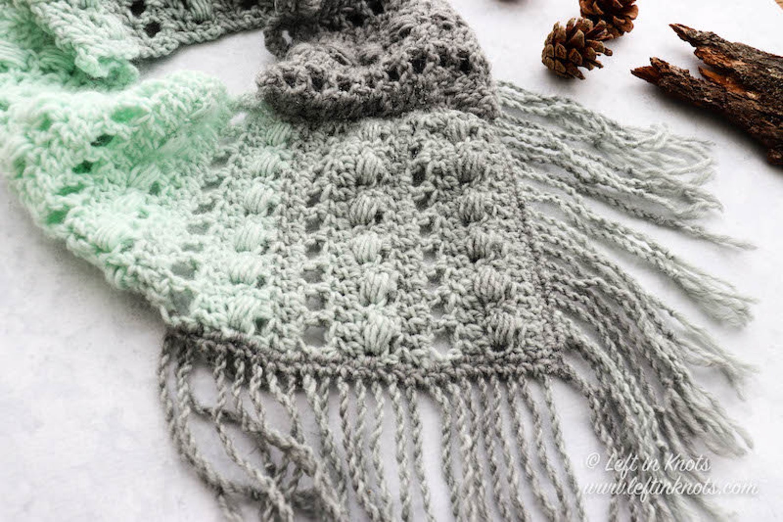 Mint Twist Crochet Scarf Pattern PDF Printable Download Bandana Scarf ...