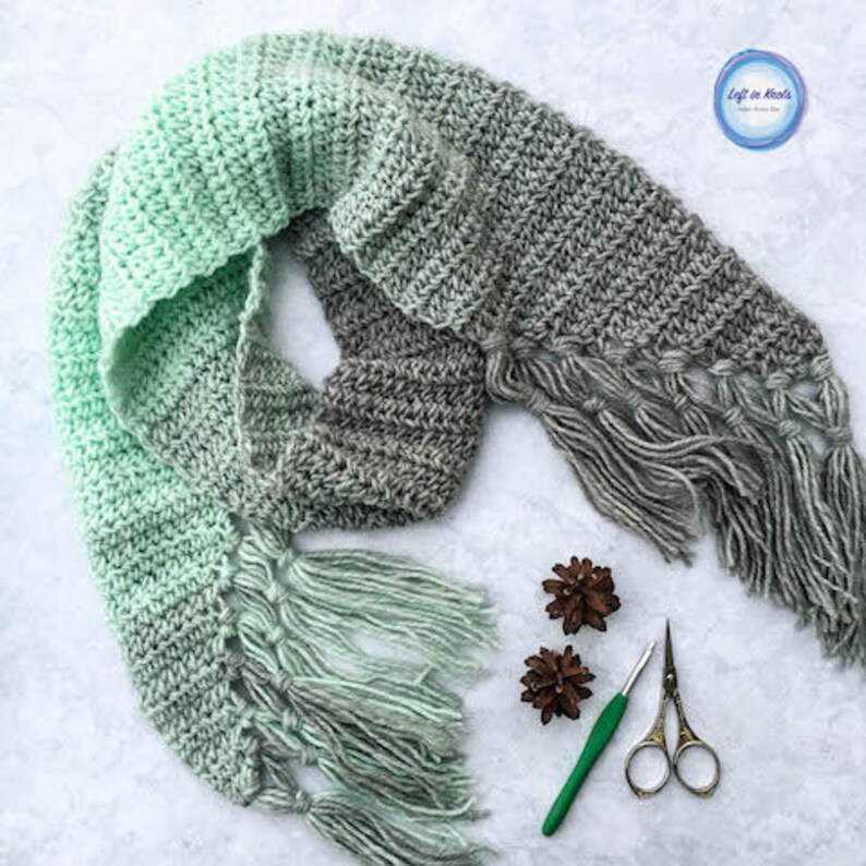Mint-cicle Crochet Modern Scarf PDF Pattern Printable | Etsy