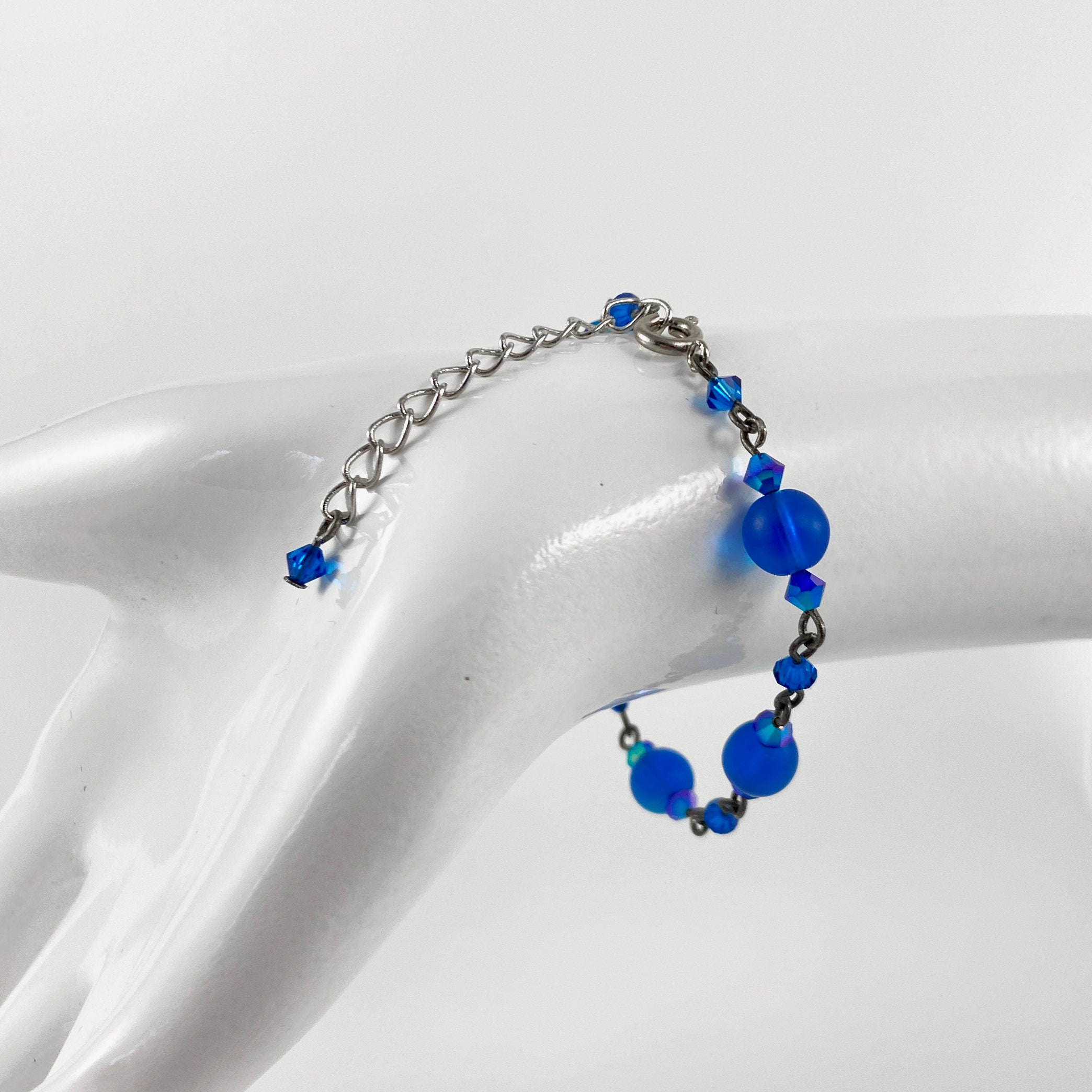 Bracelet Marine Blue Bracelet Matte Cobalt Blue Round Czech | Etsy