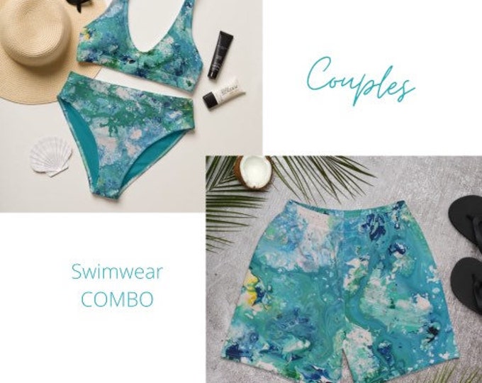 Matching Swimsuit, Couples Set, Tropical Beach Swim Wear, Honeymoon ...