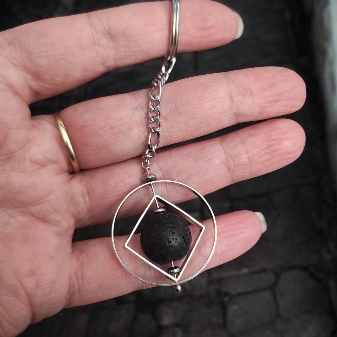 Anxiety Relief Keychain Black Lava ADHD Spinner Keyring Calming Anxiety ...
