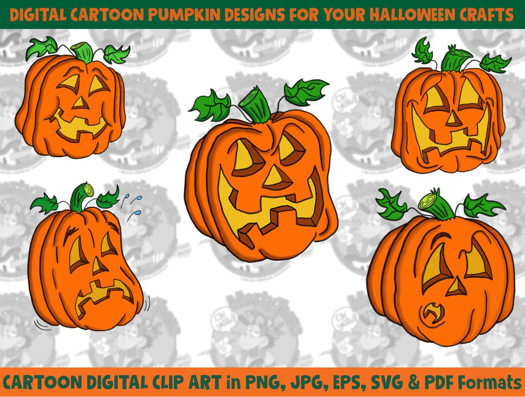 Halloween Pumpkin Digital Clipart, Funny Pumpkin Clipart, Cute ...