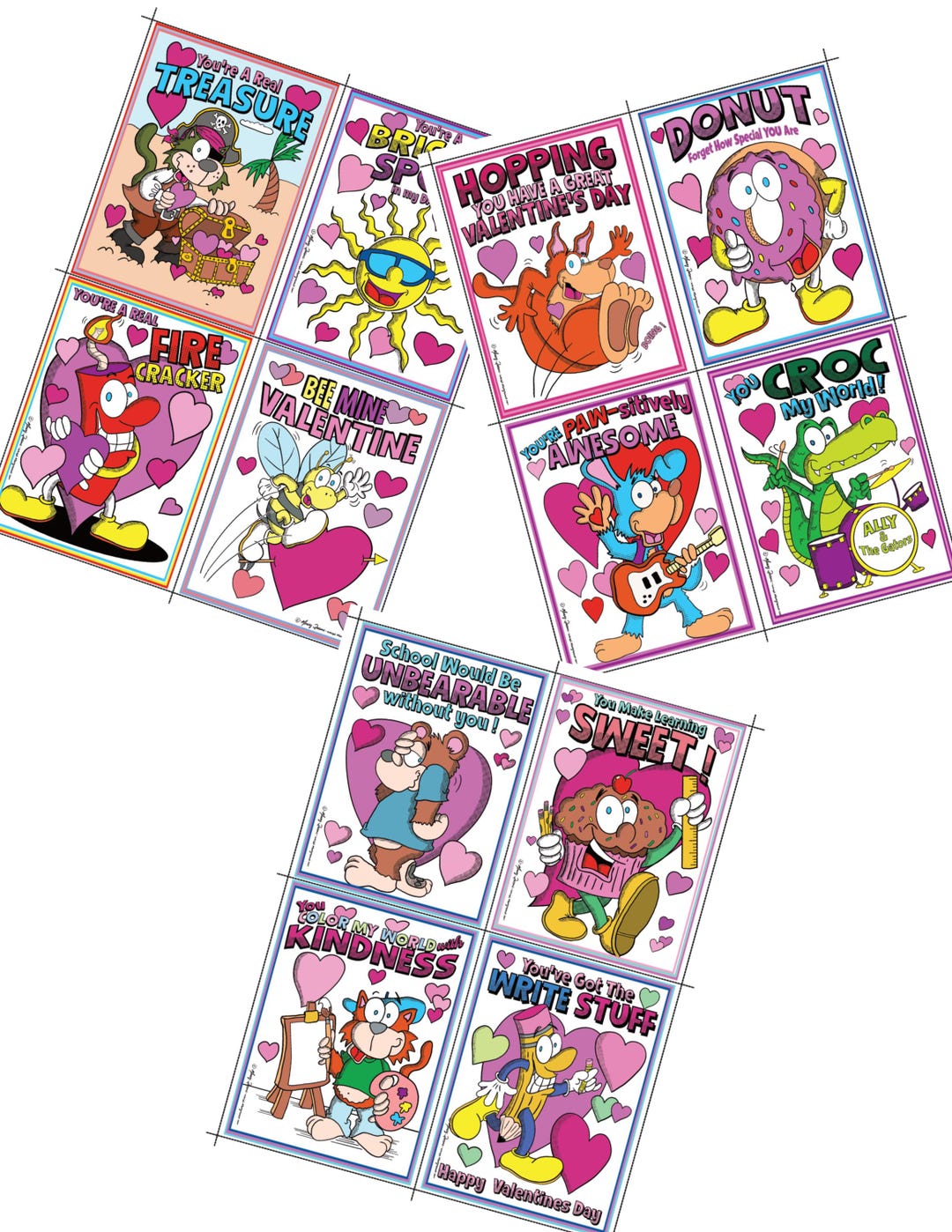Printable Valentine Card Bundle. Set of 12 - Etsy