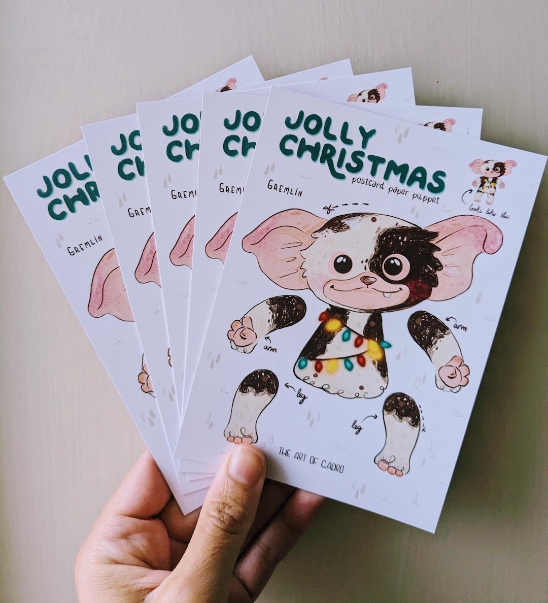 SET of 5 Gremlins PAPER PUPPETS Postcard. Make It Yourself Postcard ...