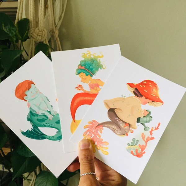 Mermaid Postcards - Etsy