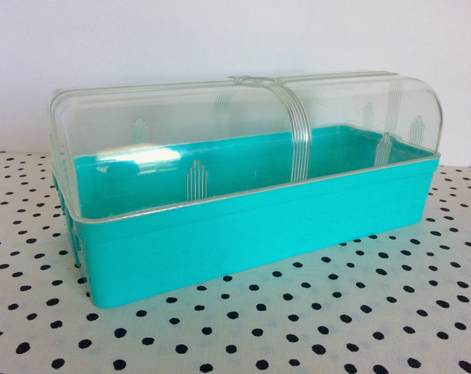 Turquoise Bread Box, Plastic Bread Box, 1950s Bread Box, 1950s Kitchen ...