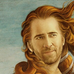 Nic Cage Painting, the Birth of Nicolas Cage (after Botticelli), Open ...