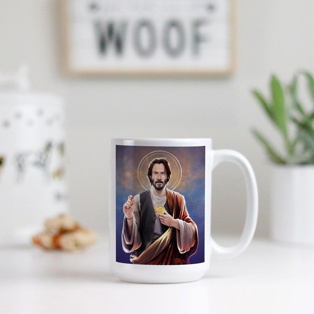 Coffee Mug, Saint Keanu of Reeves, Keanu Reeves, Religious, Saint, 15oz ...