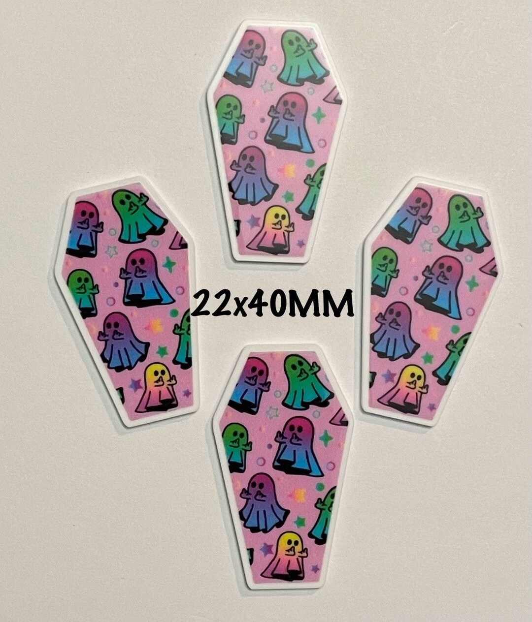 1 Pair-2 Piece 22x40mm Pink Ghost Coffin Halloween Planar Resin ...