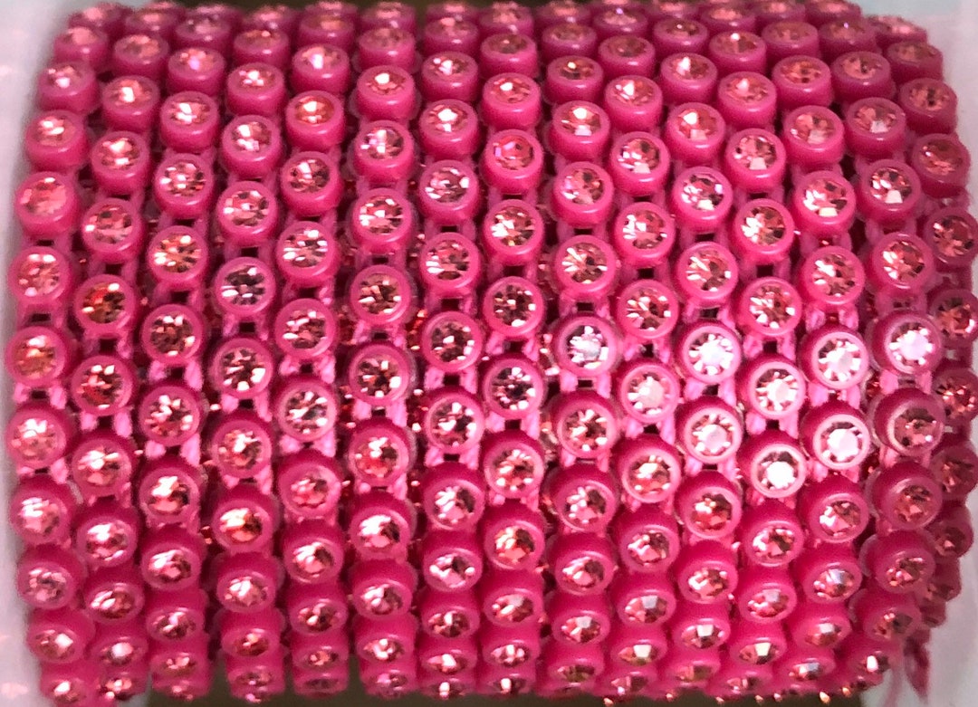 1 yard Pre-cut SS6 solid rose rhinestone chain plastic banding - Etsy.de