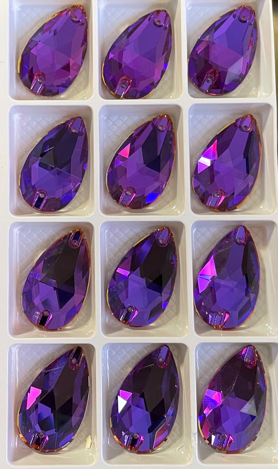 1 Pair Dark Purple 17x28mm High Quality K9 Glass Crystal Sew on Gem - Etsy