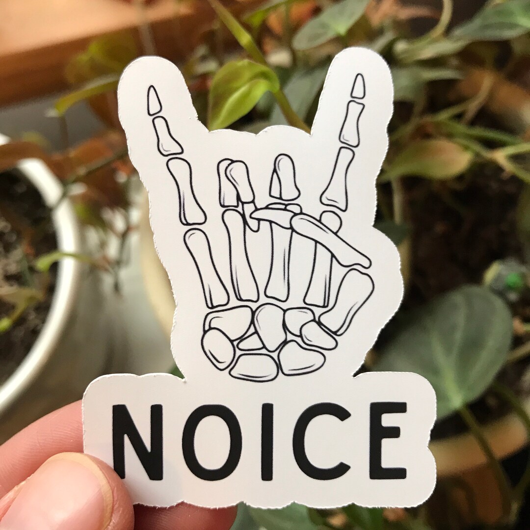 Noice Skeleton Hand Fan Art Sticker Halloween Spooky Skeleton Rock on ...