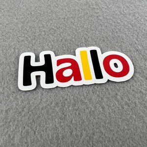 Hallo German Die Cut Typography Sticker | Matte Vinyl Hello German Flag ...