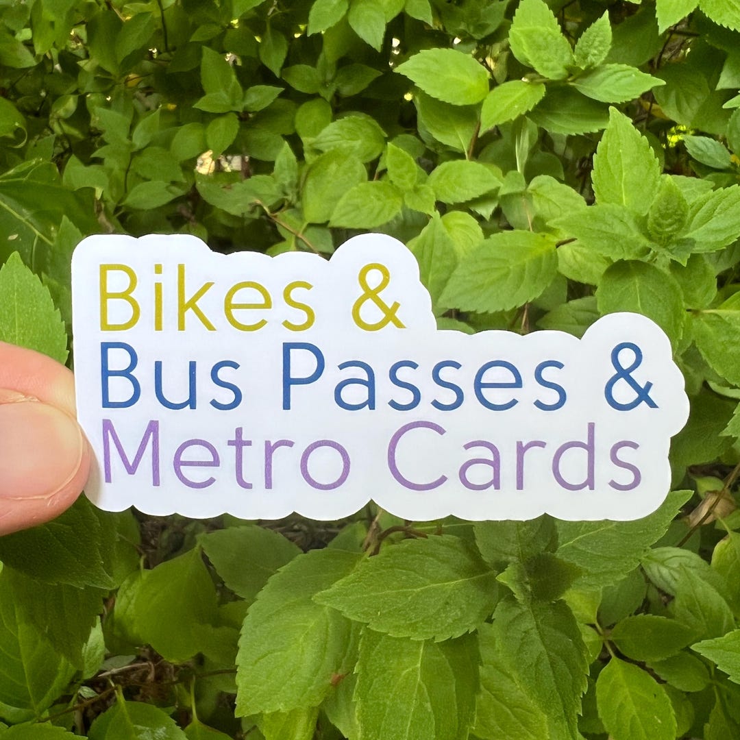Bikes Bus Passes & Metro Cards Die Cut Matte Sticker | Busses Trains ...