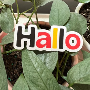 Hallo German Die Cut Typography Sticker | Matte Vinyl Hello German Flag ...