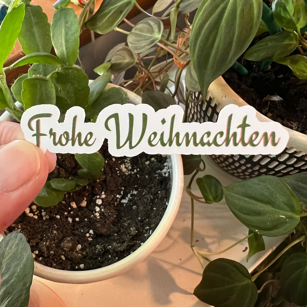 Frohe Weihnachten German Merry Christmas Die Cut Typography Sticker ...