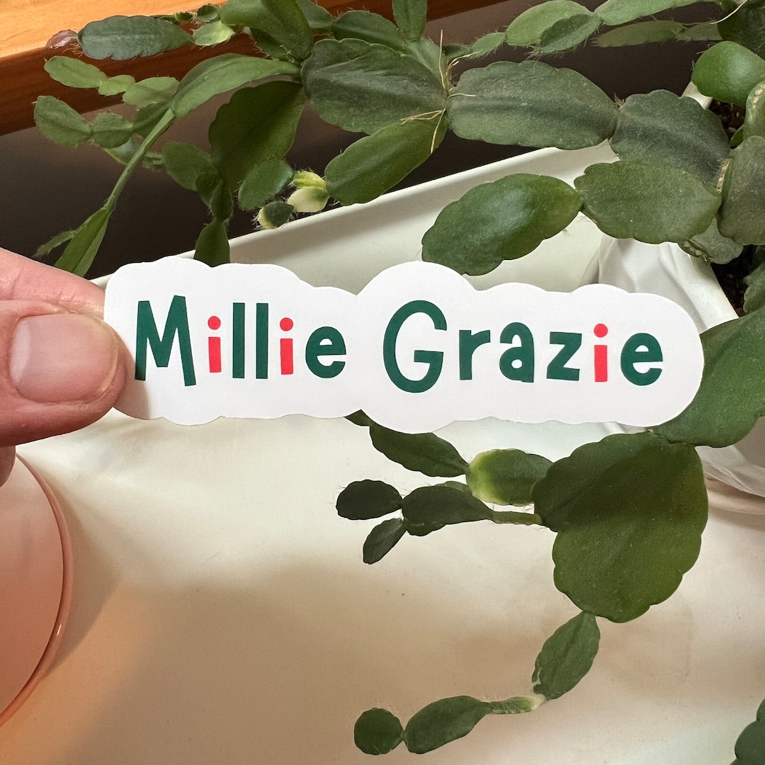 Mille Grazie Green Red Italian Die Cut Matte Sticker | Italian Script ...