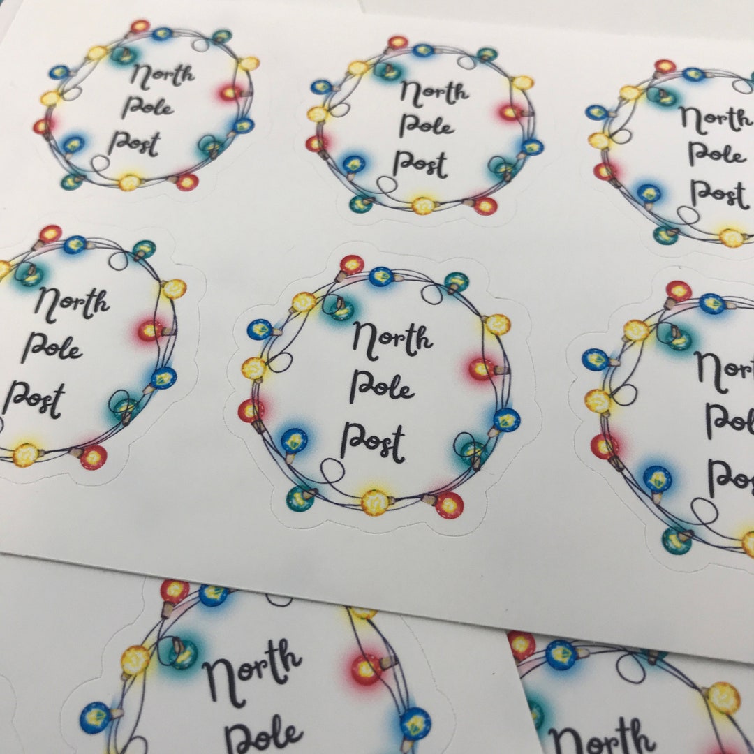 North Pole Post Small Sticker Set Six Sticker Set Christmas Mail ...