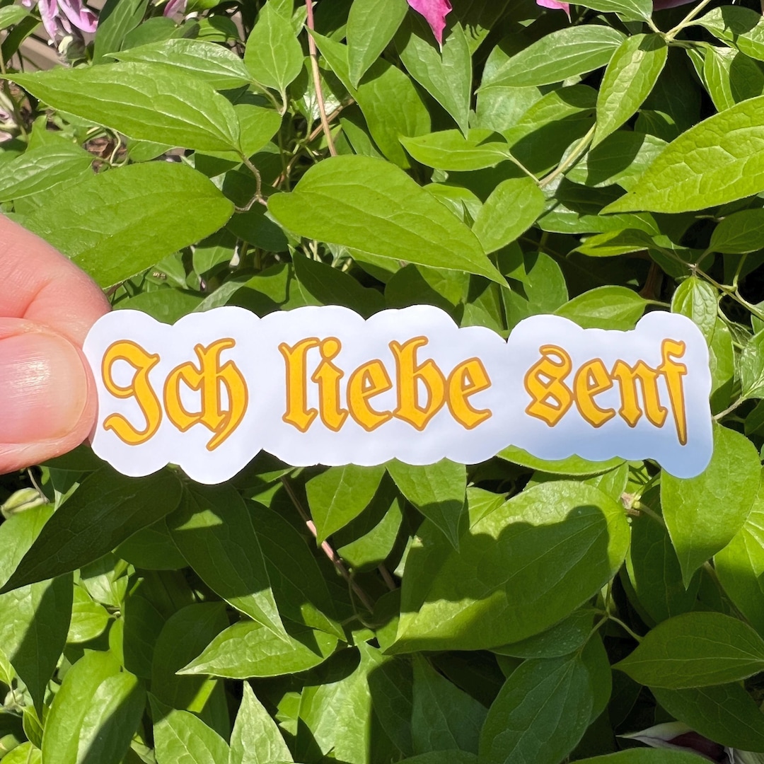 Ich Liebe Senf German Typography Matte Die Cut Sticker | I Love Mustard ...
