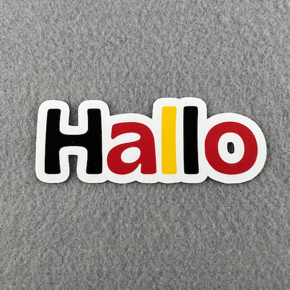 Hallo German Die Cut Typography Sticker Matte Vinyl Hello - Etsy