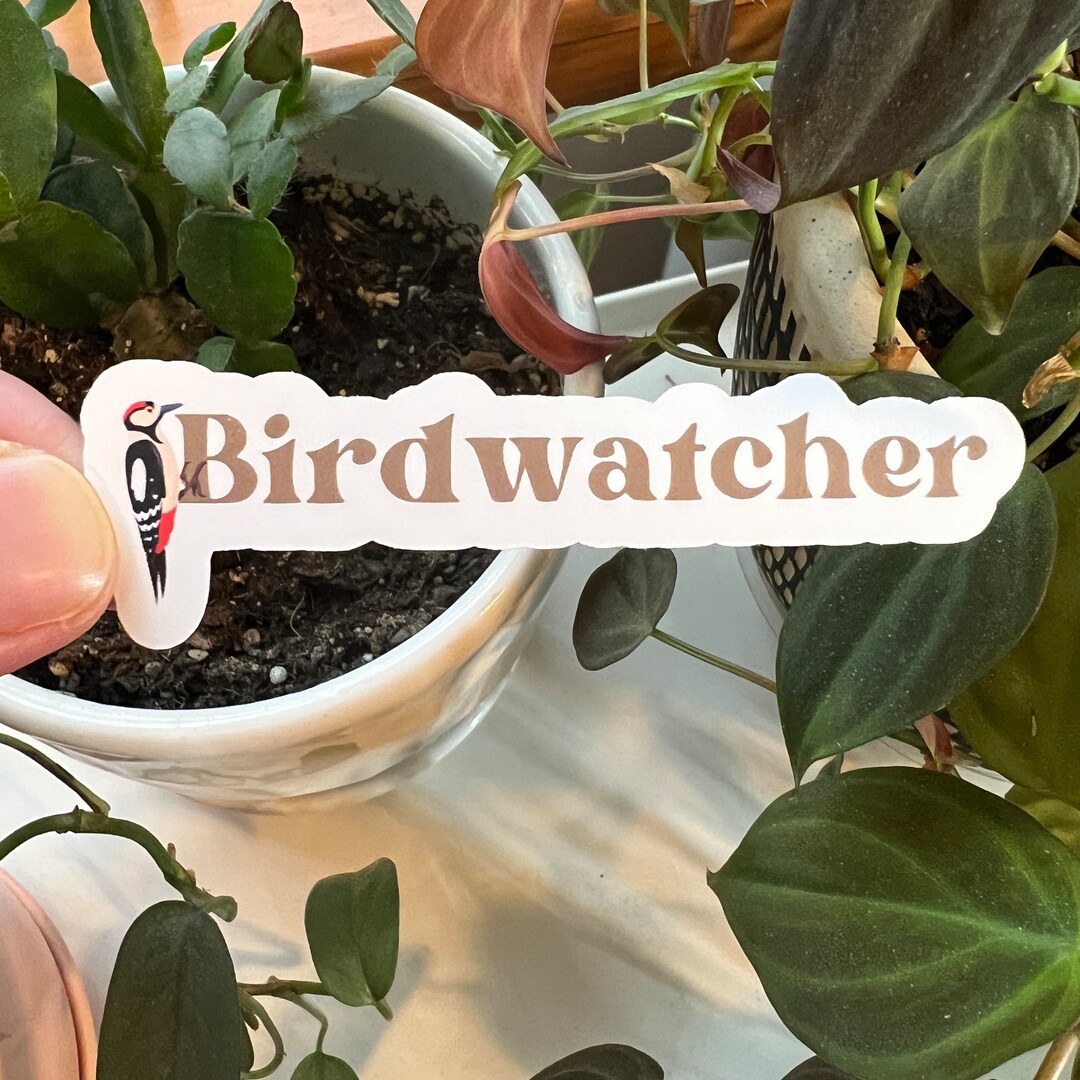 Birdwatcher Die Cut Matte Sticker | Woodpecker Birdwatching Ornithology ...