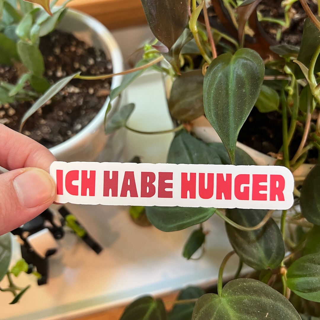 Ich Habe Hunger I Have Hunger German Typography Matte Sticker | Hanger ...