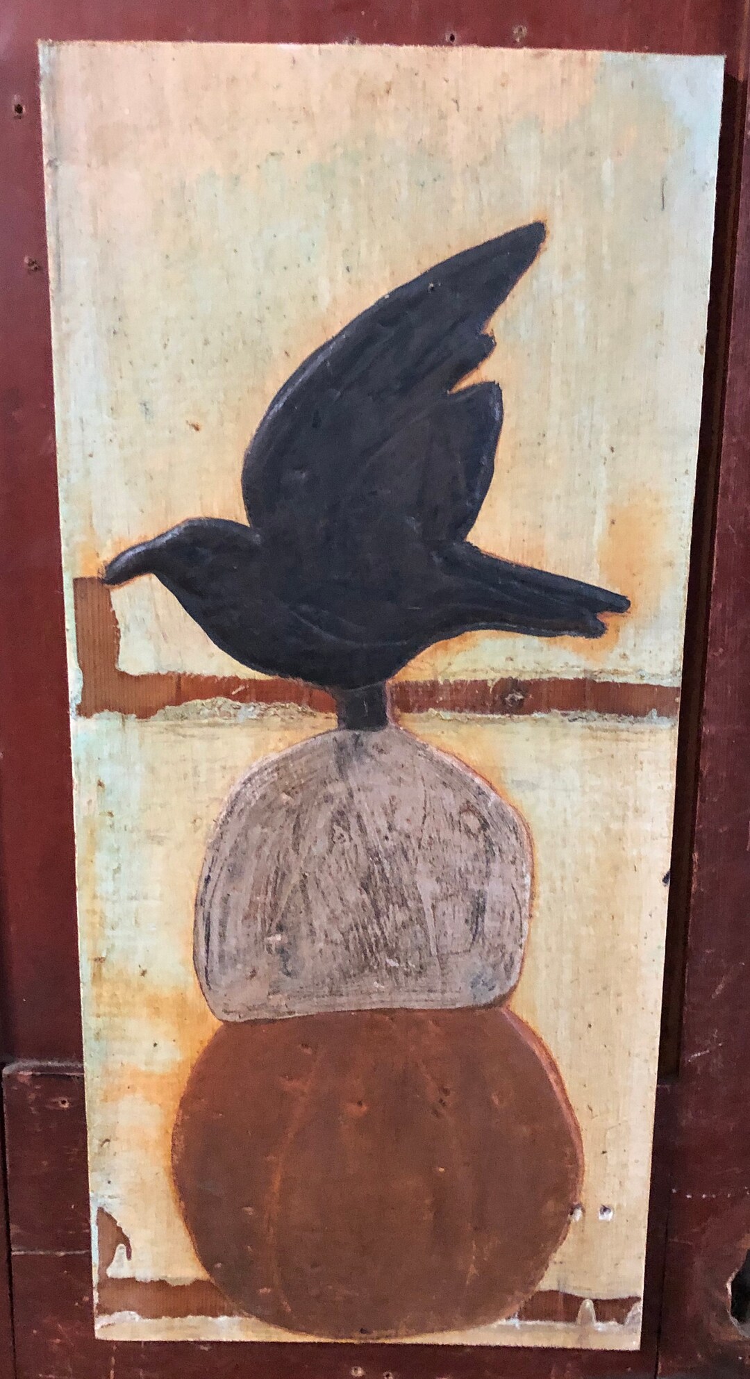 Crow Atop a Pumpkin Stack - Etsy