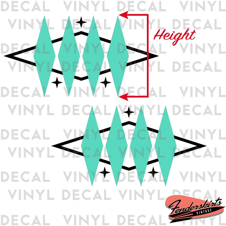 Set of 2 Astro Atomic Two Tone Diamond Starburst Vinyl DECAL Vintage ...
