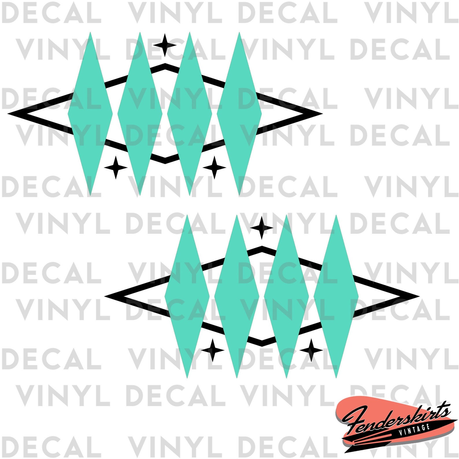 Set of 2 Astro Atomic Two Tone Diamond Starburst Vinyl DECAL | Etsy