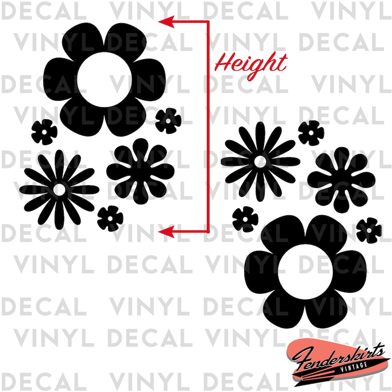 Set of 2 Flower Mod 70s Vinyl DECAL Vintage Inspired Retro Mid | Etsy