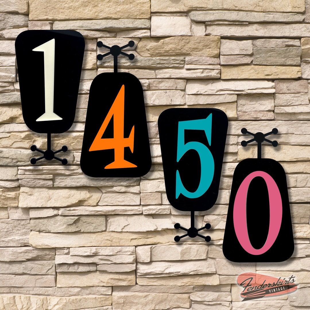 Satellite Mid Century Atomic House Address Numbers Acrylic - Etsy