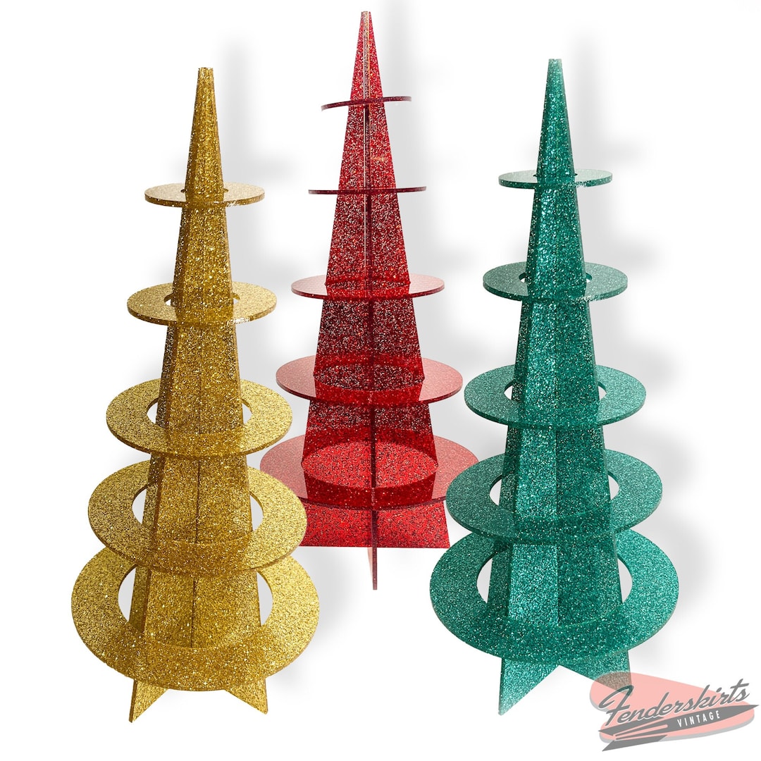 Saturn Atomic Christmas Tree Glitter 3 Sizes Mid Century Acrylic Retro ...