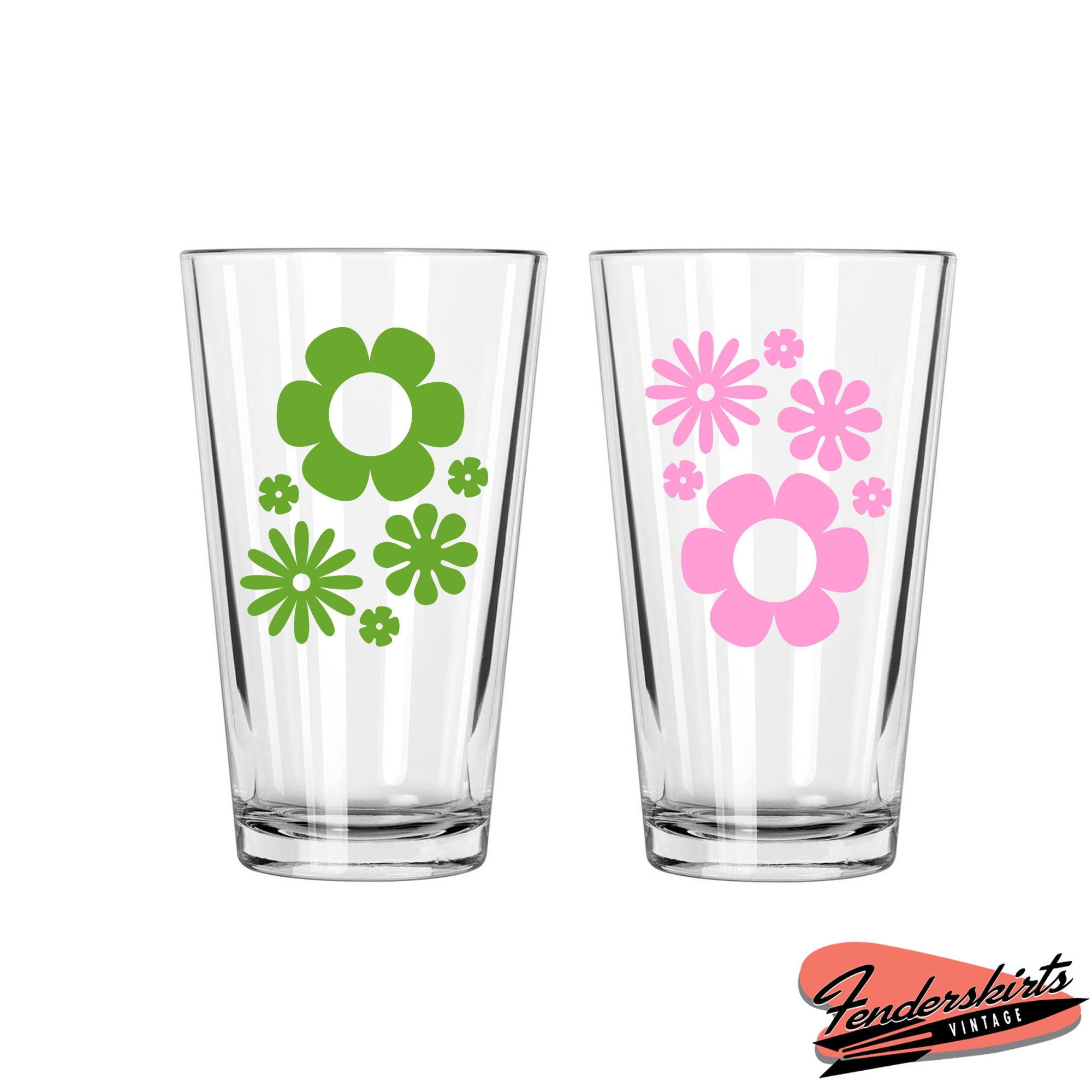 Set of 2 Flower Mod 70s Vinyl DECAL Vintage Inspired Retro Mid - Etsy