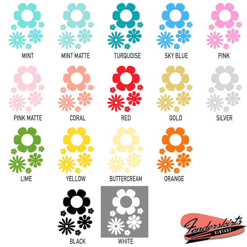 Set of 2 Flower Mod 70s Vinyl DECAL Vintage Inspired Retro Mid - Etsy