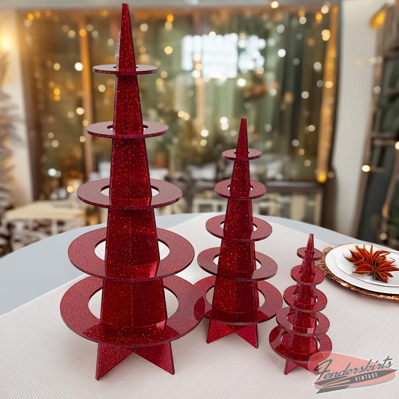 Saturn Atomic Christmas Tree Glitter 3 Sizes Mid Century Acrylic Retro ...