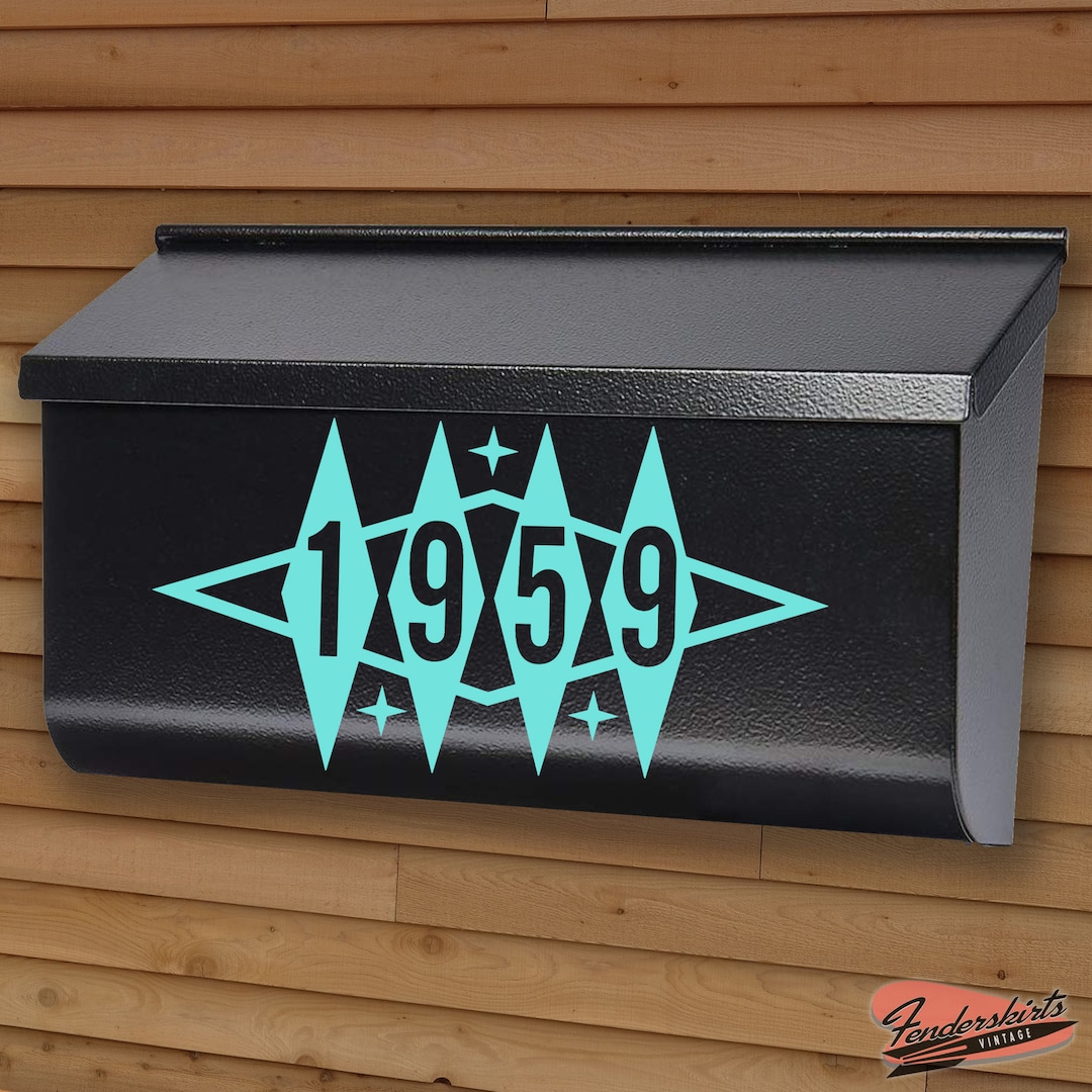 Astro Atomic Diamond DECAL Mailbox Address Numbers Retro Mid Century ...