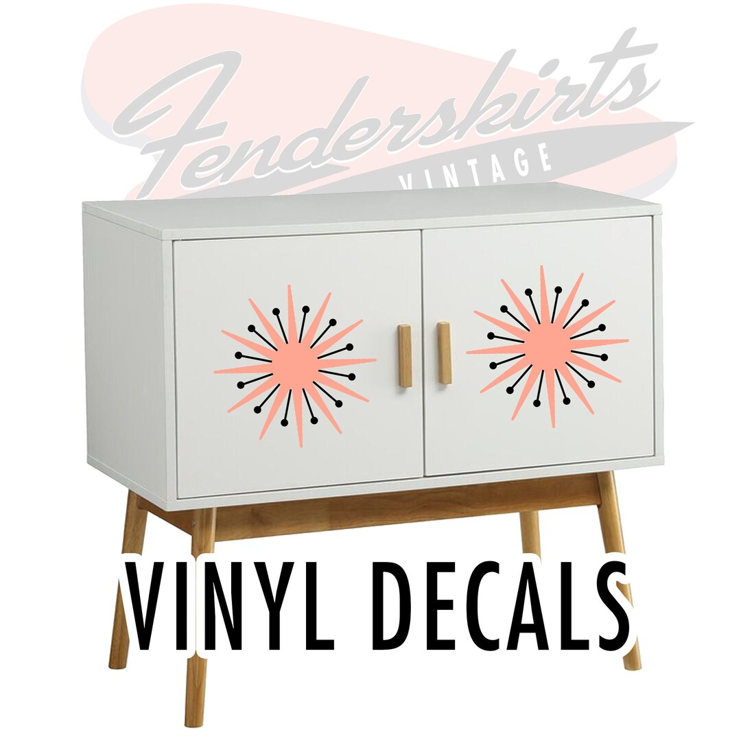 Set of 2 Sun Ray Atomic Two Tone Sunburst Starburst Vinyl DECAL Vintage ...