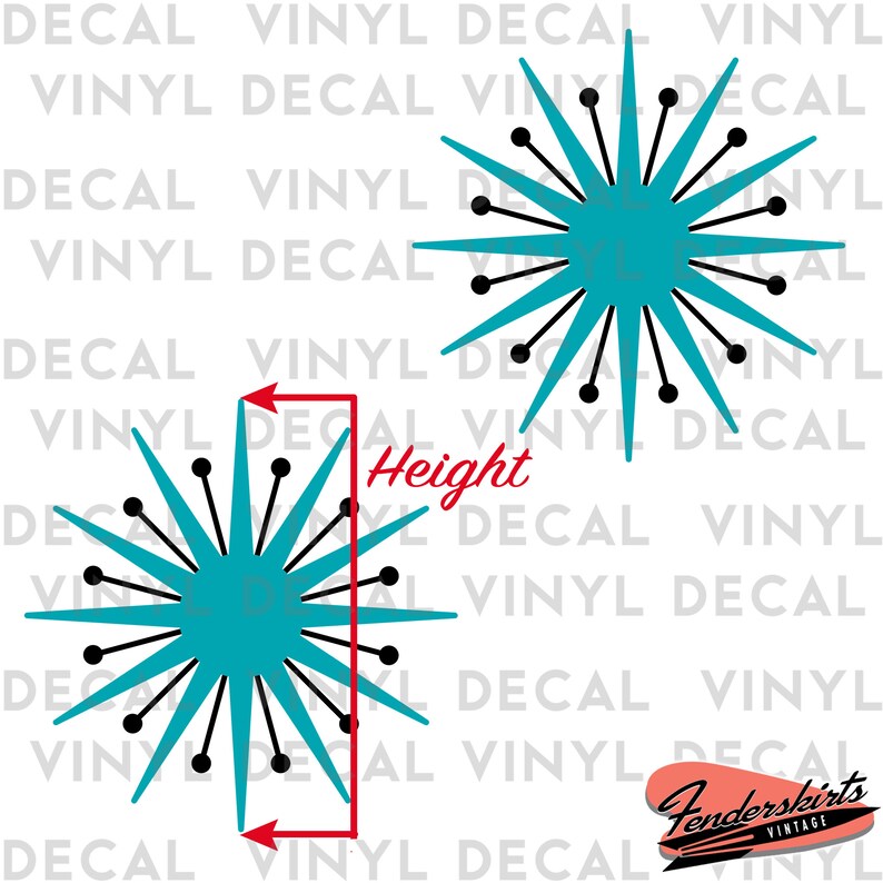 Set of 2 Sun Ray Atomic Two Tone Sunburst Starburst Vinyl - Etsy