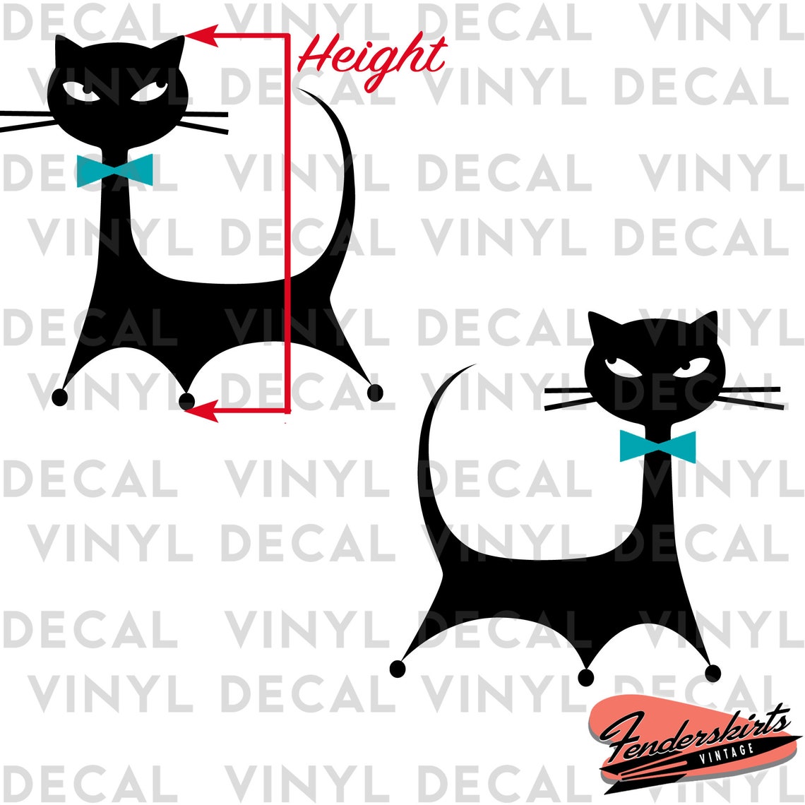 Set of 2 Atomic Kitty Cat Atomic Vintage Inspired Retro Mid Century ...