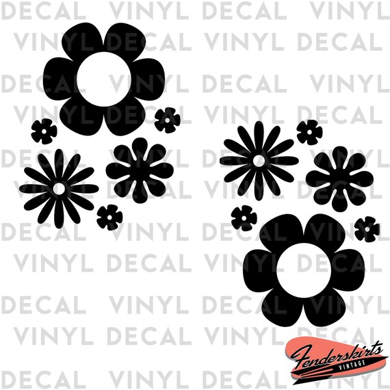 Set of 2 Flower Mod 70s Vinyl DECAL Vintage Inspired Retro Mid | Etsy