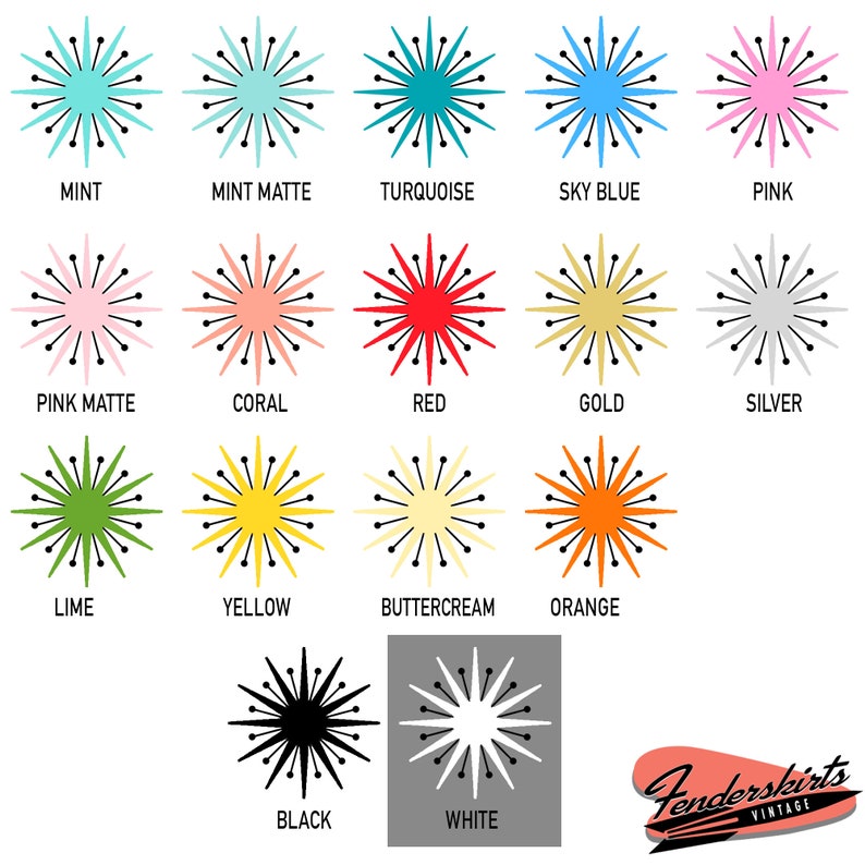 Set of 2 Sun Ray Atomic Two Tone Sunburst Starburst Vinyl - Etsy