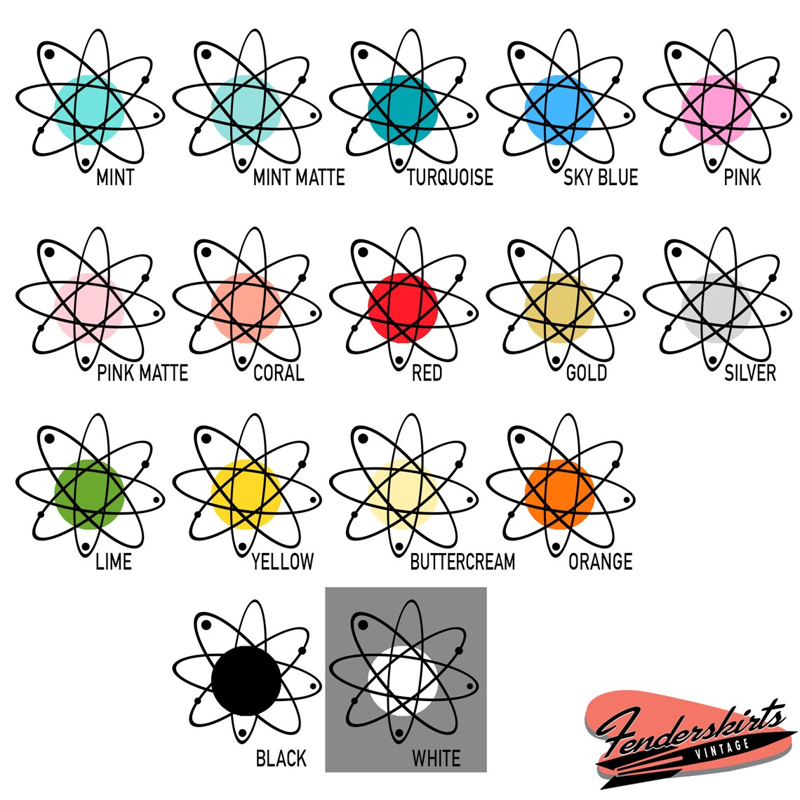 Set of 2 Atomic Orbit Two Color Vinyl DECAL Vintage Inspired - Etsy