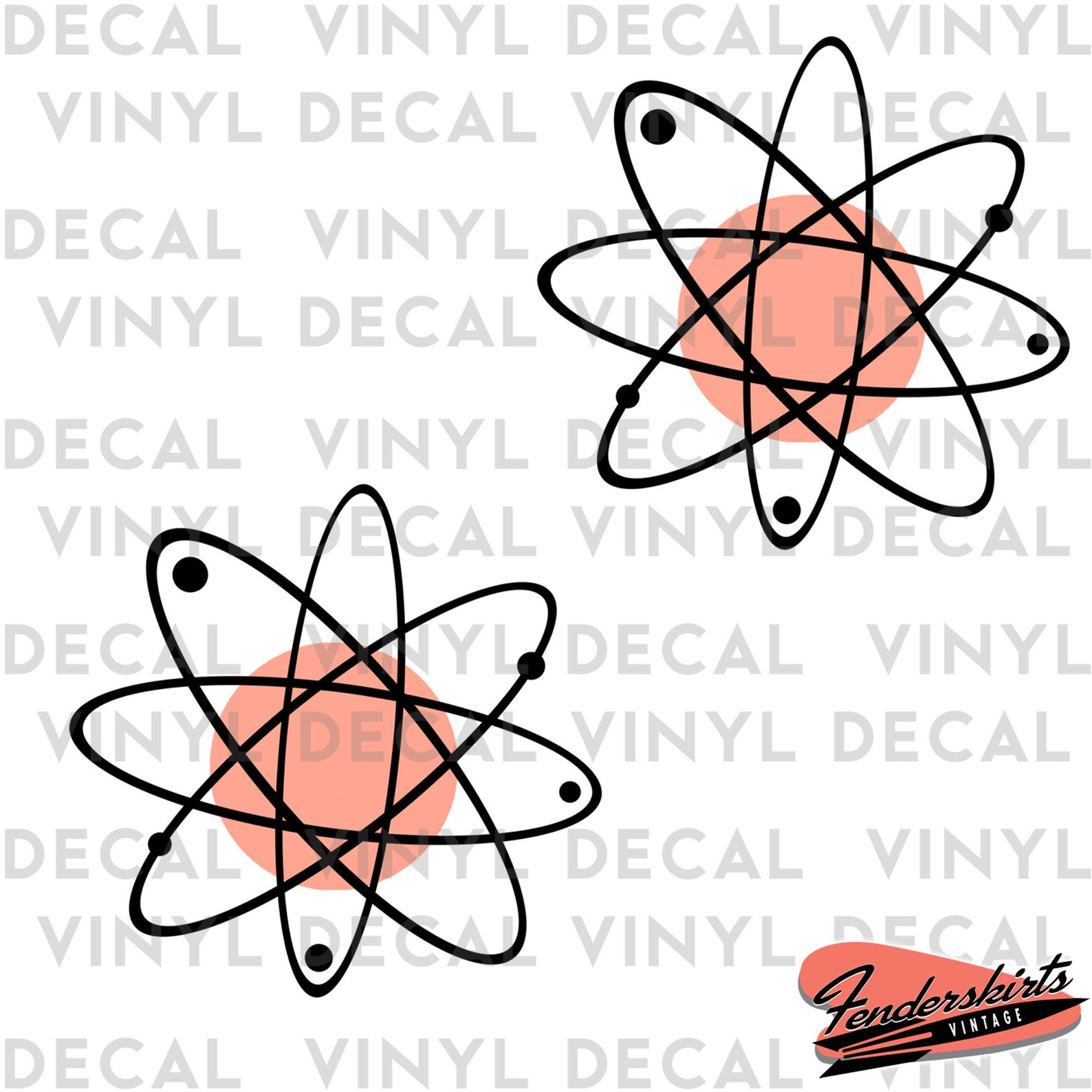 Set of 2 Atomic Orbit Two Color Vinyl DECAL Vintage Inspired - Etsy