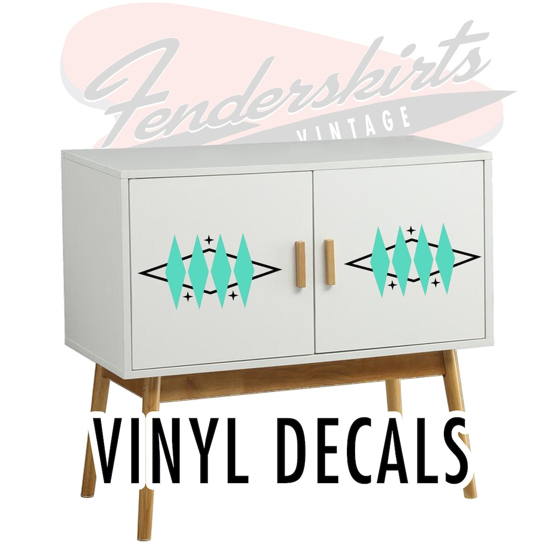 Set of 2 Astro Atomic Two Tone Diamond Starburst Vinyl DECAL Vintage ...