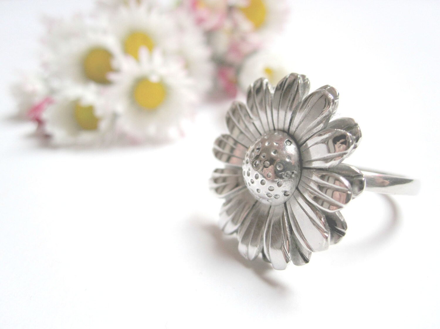 Handmade Silver Daisy Ring. Spring Ring. Flower Silver Ring. - Etsy
