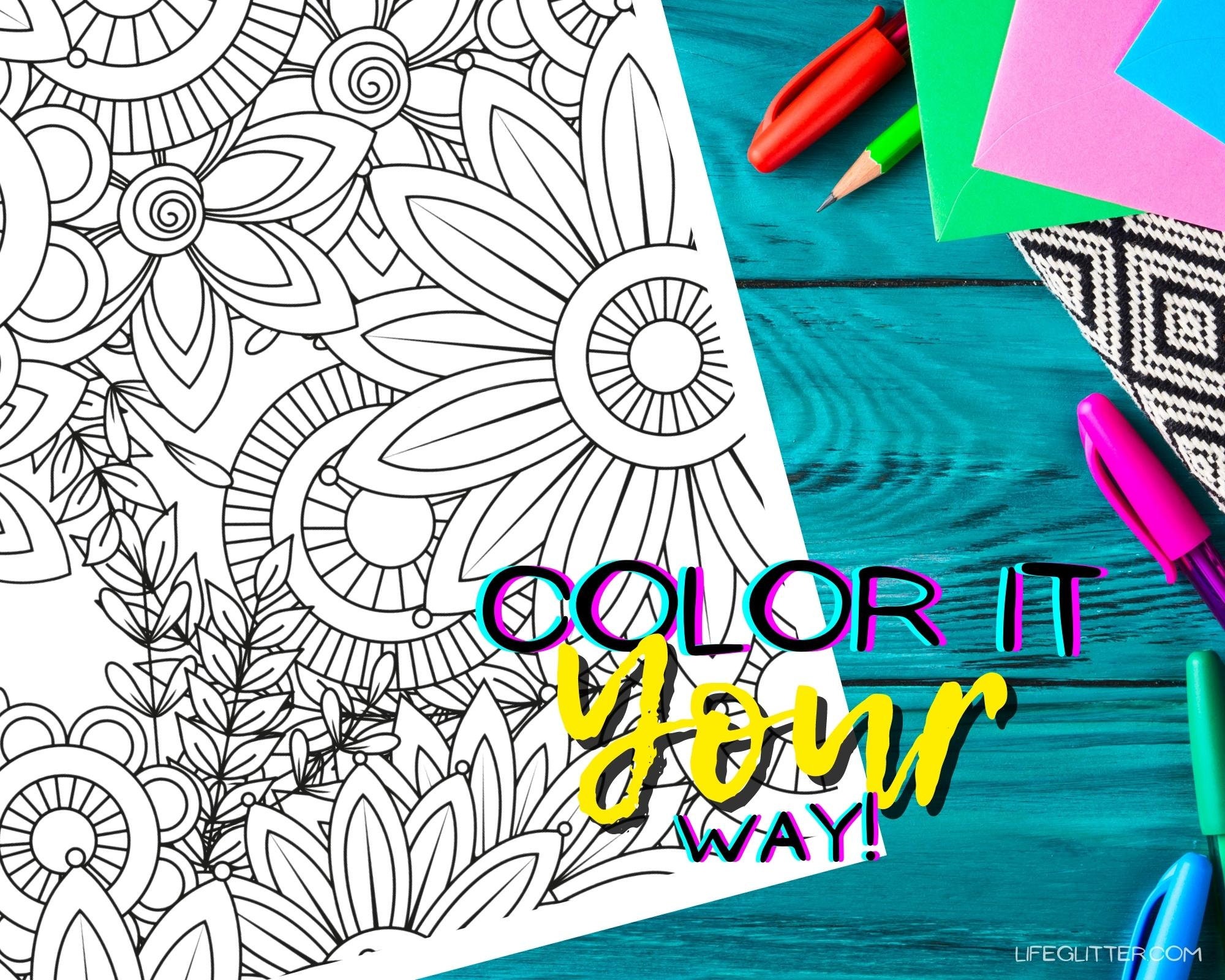 Floral Doodle Coloring Page PDF and PNG Zen Coloring Printable ...