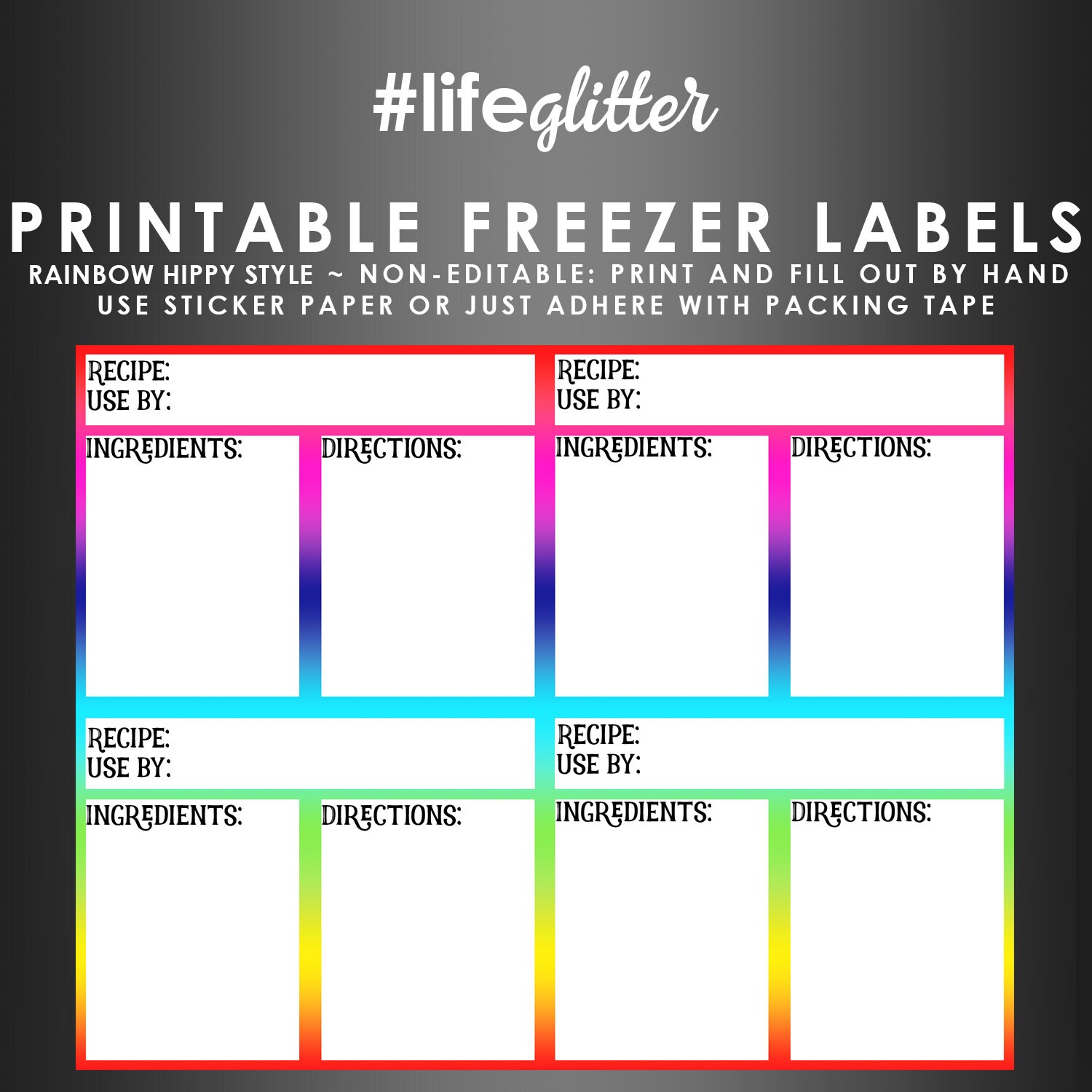Freezer Bag Labels - Printable Labels - Crockpot Cooking Recipe Label ...